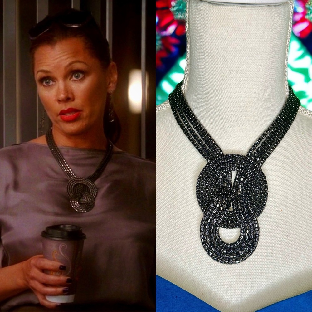 Vintage Gunmental Chain Knotted Loop Statement Neckla… - Gem